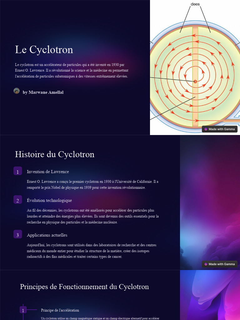 Fonctionnement et Applications du Cyclotron | PDF | Accélérateur de ...