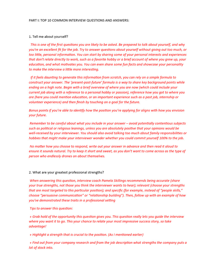 General Questions Edit | PDF | Job Interview