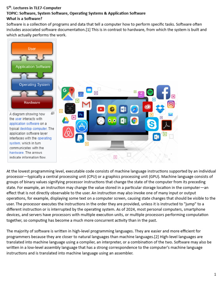 5th Lectures in TLE7-Computer - 3rd Quarter Period | PDF | Operating System | Software