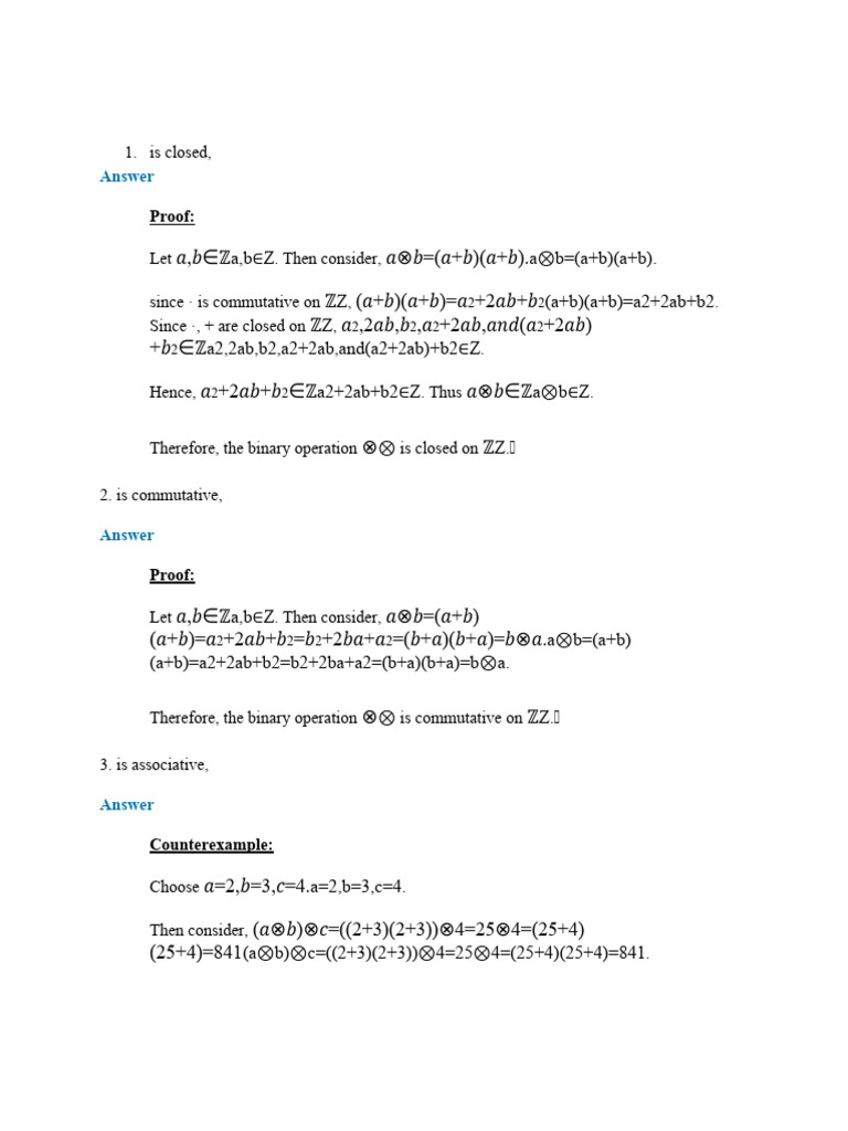 Quiz 2 - Abstract Algebra | PDF | Integer | Algebra