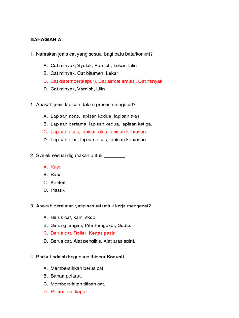Latihan (Kerja Mengecat) | PDF