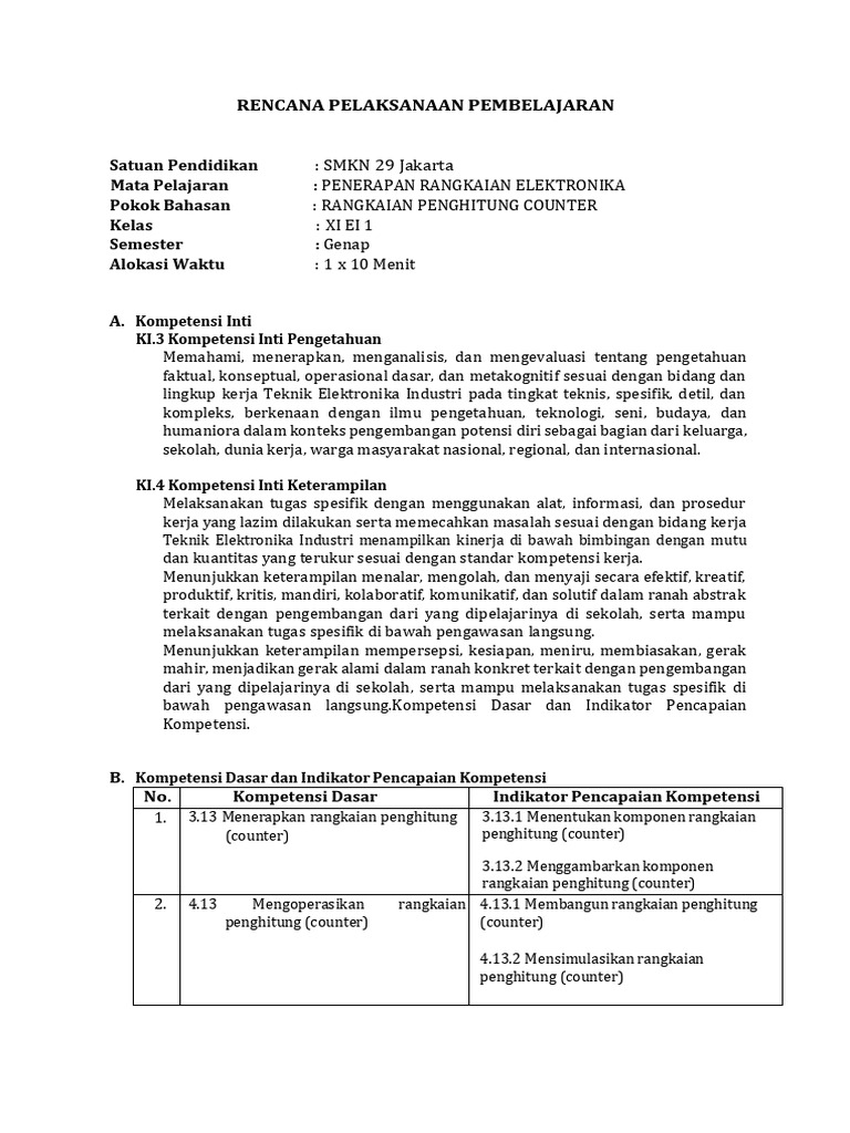 RPP KD 313 Menerapkan Rangkaian Counter | PDF