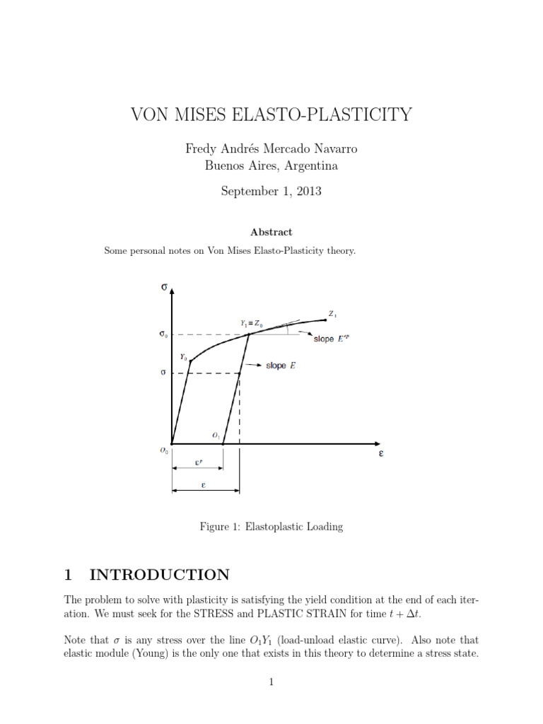 ElastoPlasticity 010913 | PDF | Deformation (Engineering) | Plasticity (Physics)