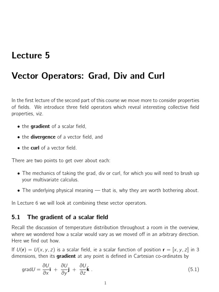Vector Operators: Grad, Div, Curl Overview | PDF | Divergence | Flux