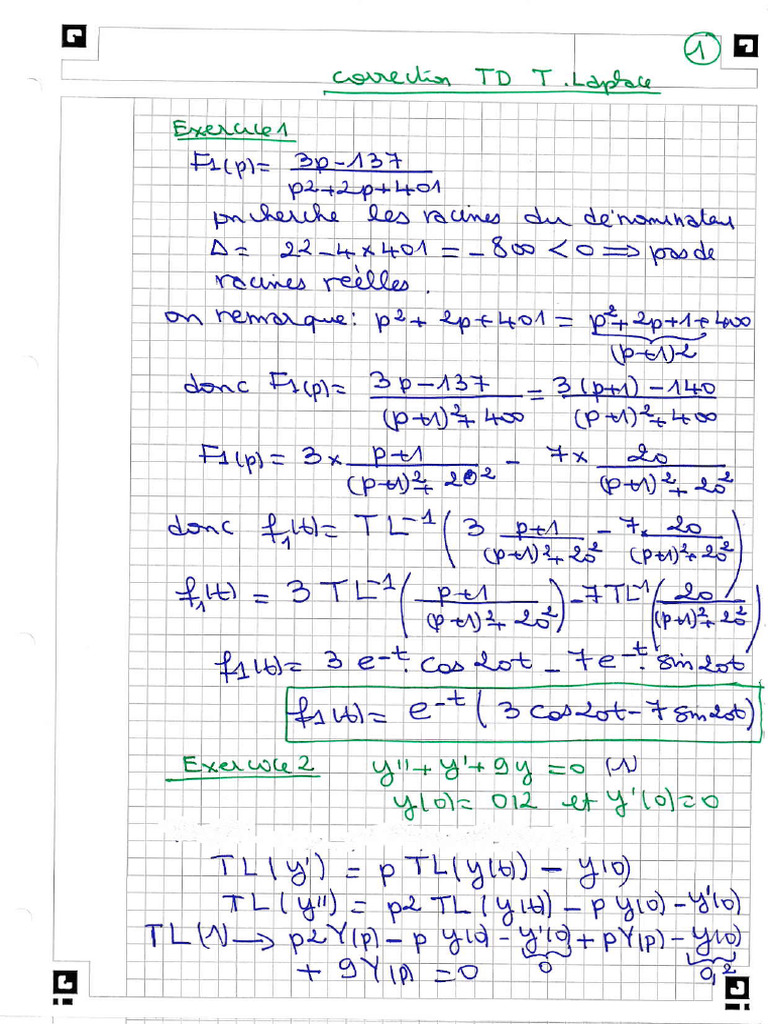 TD1 Laplace Correction | PDF
