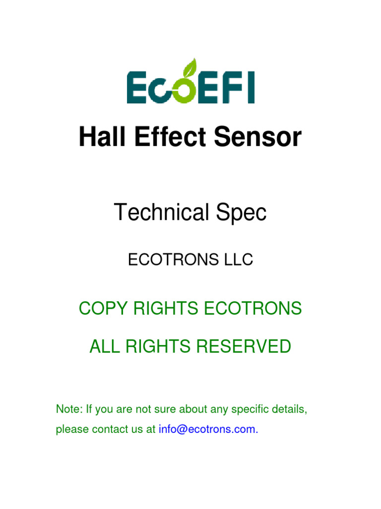 ECOTRONS Hall Sensor Technical Spec | PDF | Sensor | Equipment ECOTRONS Hall Sensor Technical Spec | PDF | Sensor | Equipment