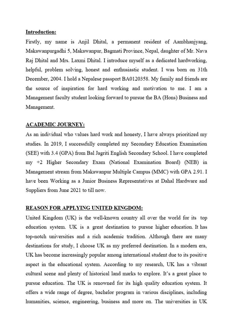 Sop | PDF | Bachelor's Degree | University