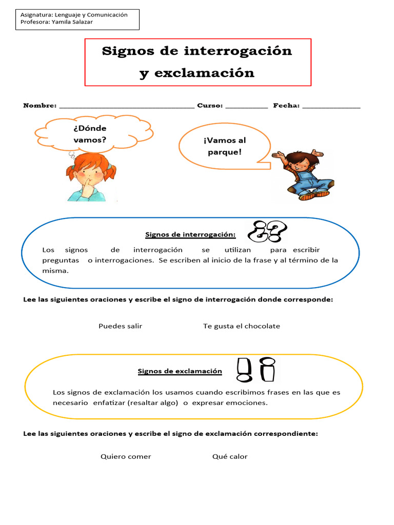 Guia Signos de Interrogacion y Exclamacion 1 | PDF