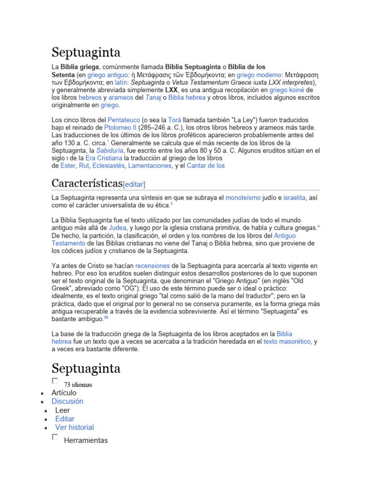 Biblia Septuaginta | PDF | Septuaginta | Canon bíblico
