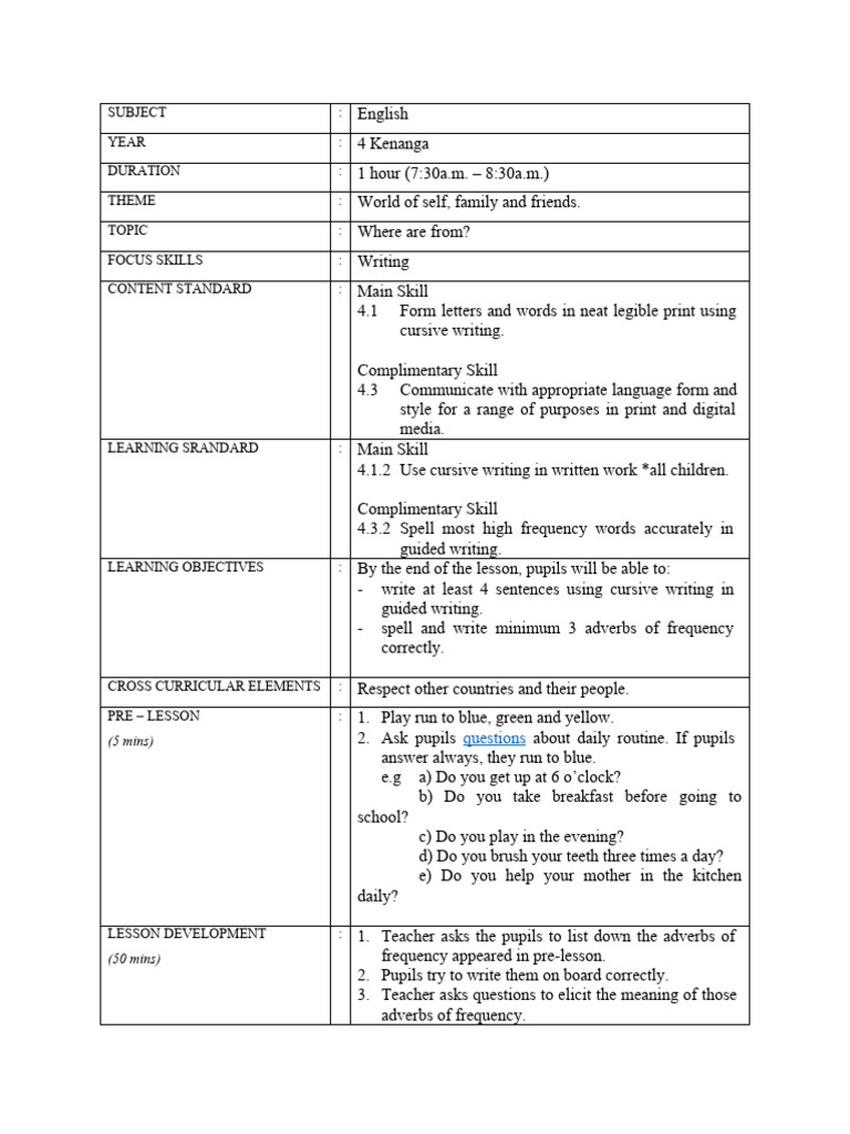 Year 4 Cursive Writing Lesson | PDF | Human Communication | Linguistics