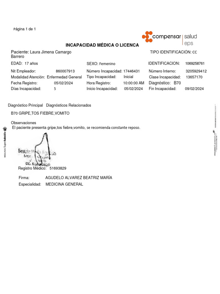 Incapacidad Compensar | PDF