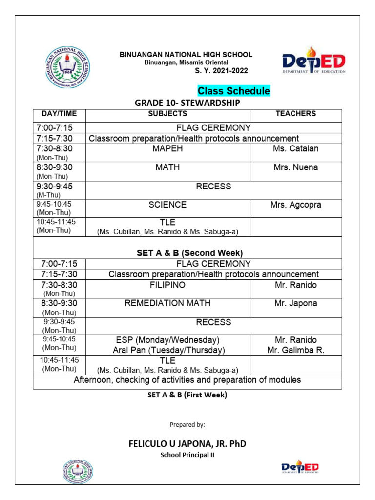 Class Sched 2022 | PDF | Learning