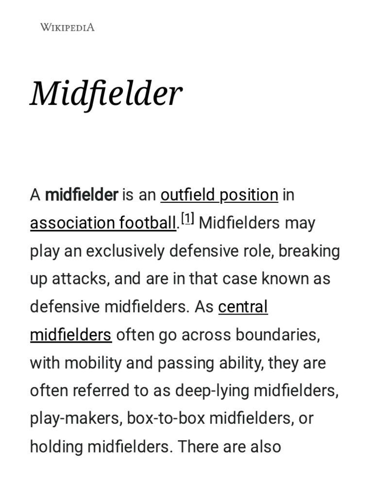 Midfielderr Positions and Rooles | PDF | Forward (Association Football ...