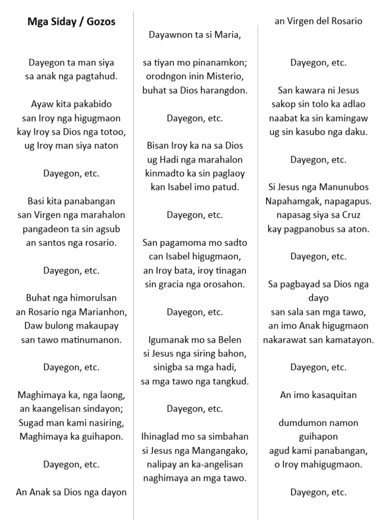 Mga Siday (GOZOS) | PDF