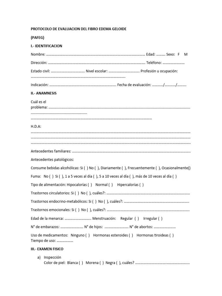 Protocolo de Evaluacion Del Fibro Edema Geloide | PDF | Especialidades ...