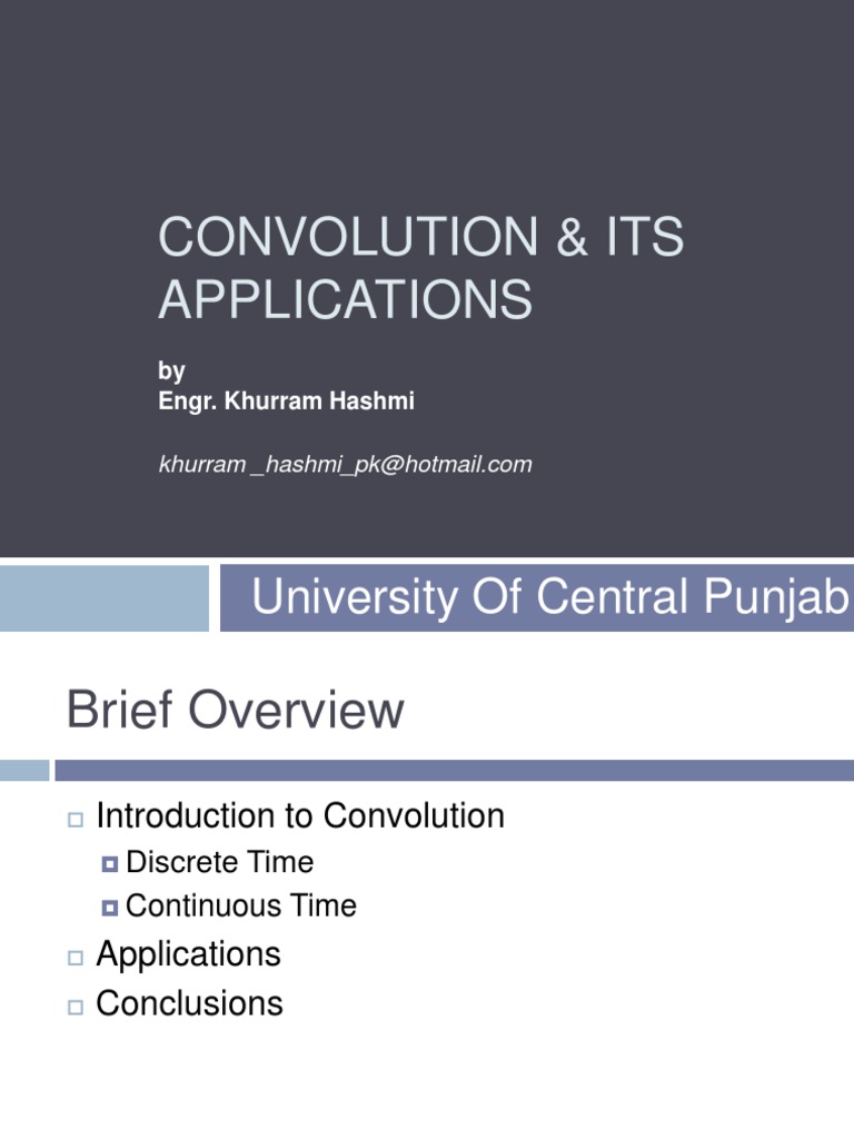 Convolution & Its Applications: University of Central Punjab | PDF ...