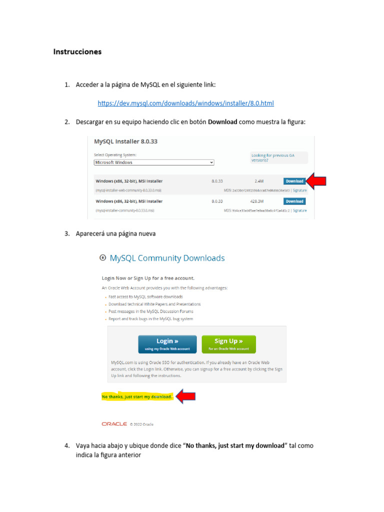 Instrucciones Instalacion MySQL | PDF | Mi sql | Archivo de computadora