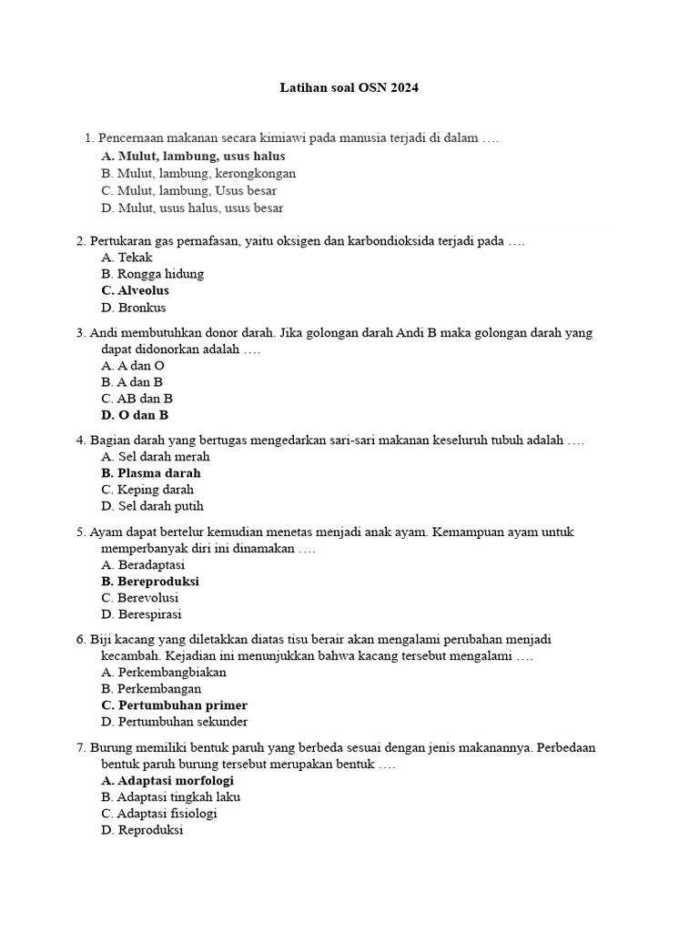 Latihan Soal OSN | PDF