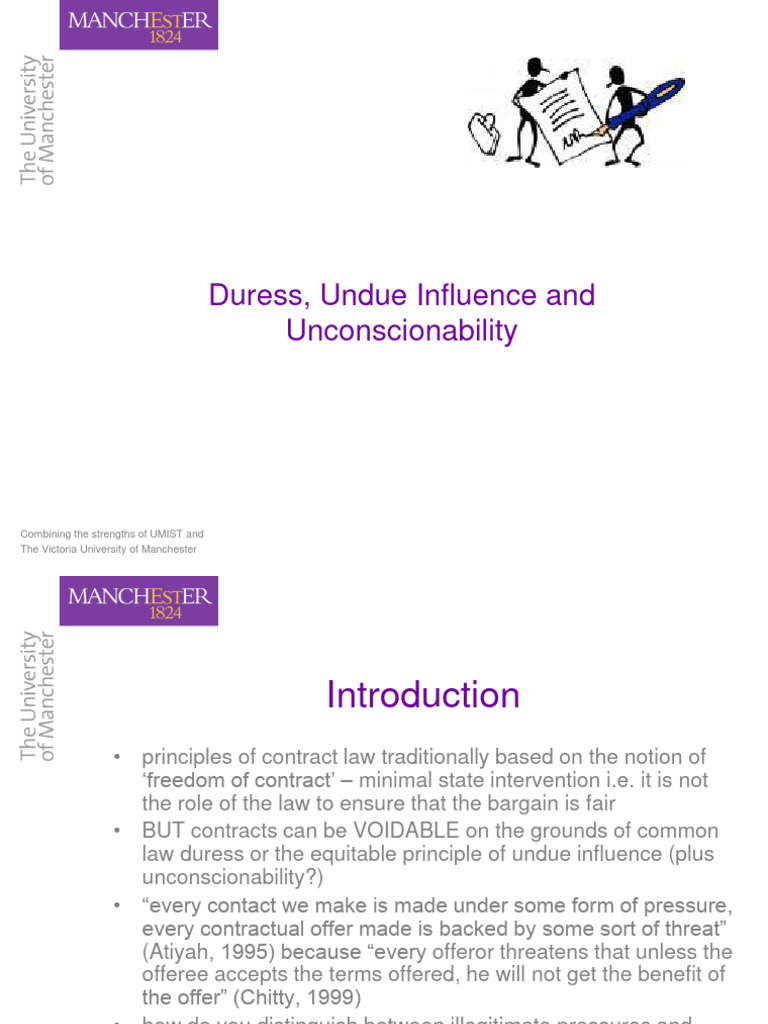Duress and Undue Influence Powerpoint Slides | PDF