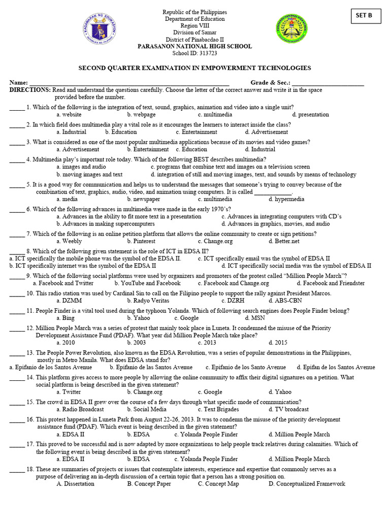 Second Quarter Exam: Empowerment Technologies | PDF | Infographics ...
