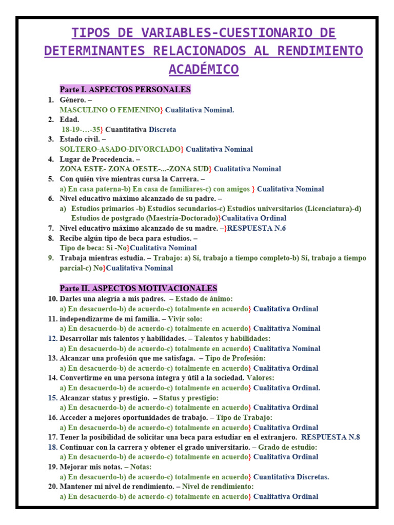 Variables Personales en Rendimiento Académico | PDF