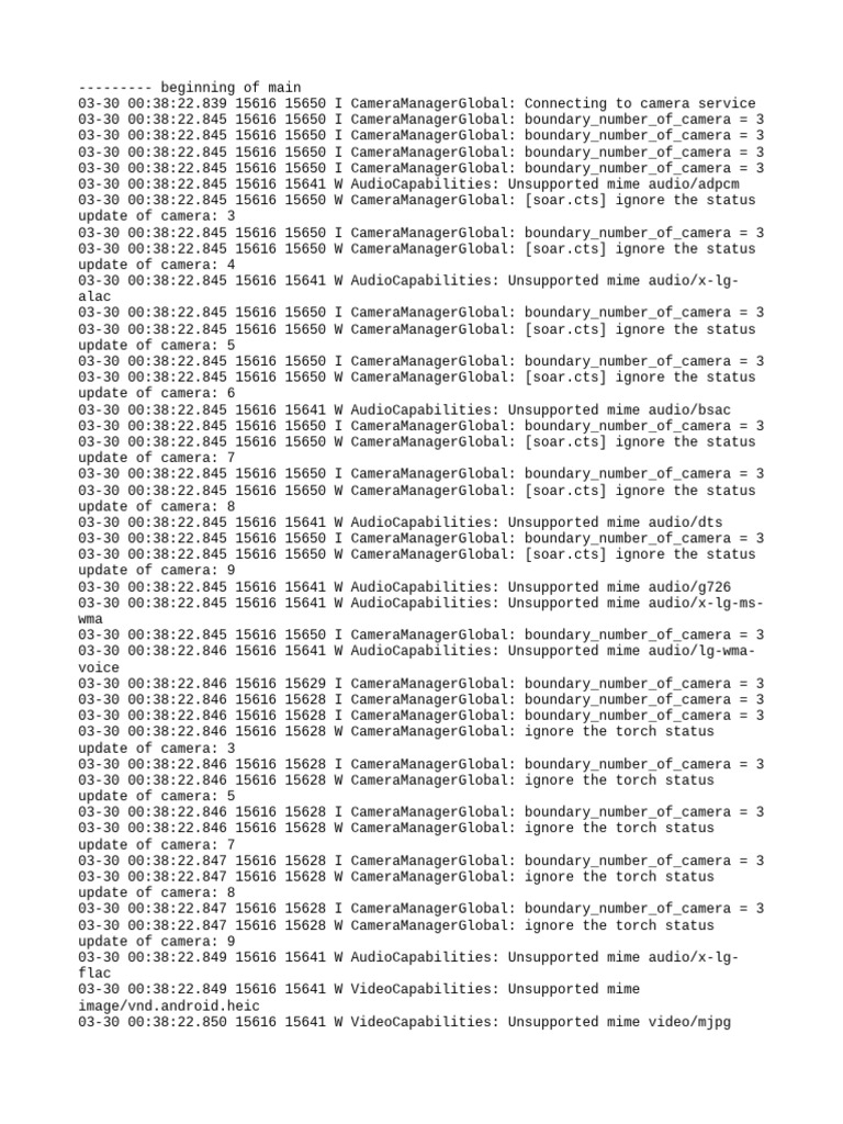 Camera Service Connection Logs | PDF | Computing | Software