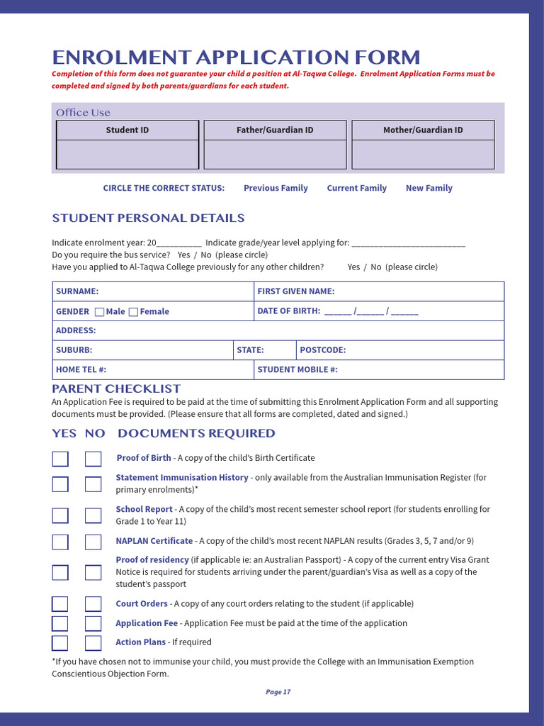 AL Taqwa Enrolment Form | PDF | Diploma | Travel Visa