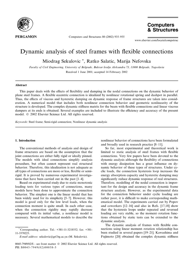 Dynamic Analysis of Steel Frames with Flexible Connections | PDF ...