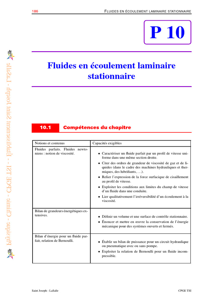 Fluides en Ecoulement Laminaire Stationnaire | PDF | Écoulement ...