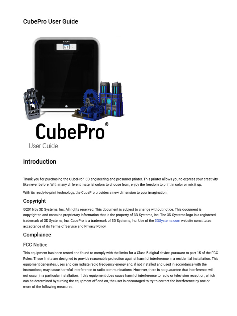 CubePro User Guide | PDF | Printer (Computing) | Sodium Hydroxide
