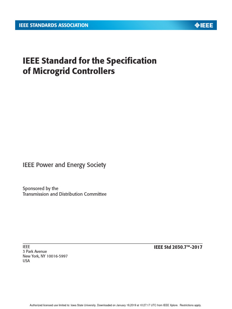 Ieee Standard For The Specification of Microgrid Controllers | PDF ...