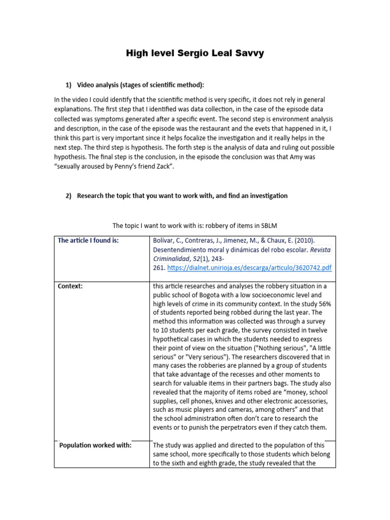 High Level Sergio Leal Savvy | PDF | Data | Data Analysis
