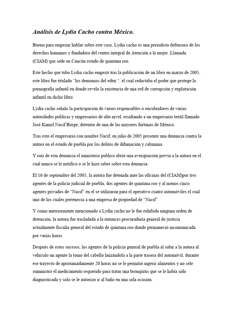 Análisis de Lydia Cacho Contra México | PDF | Justicia | Crimen y violencia