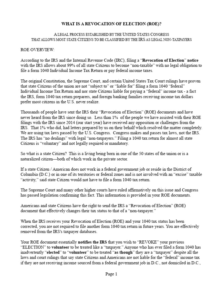 What Is A Revocation of Election-Revised | PDF | Internal Revenue ...