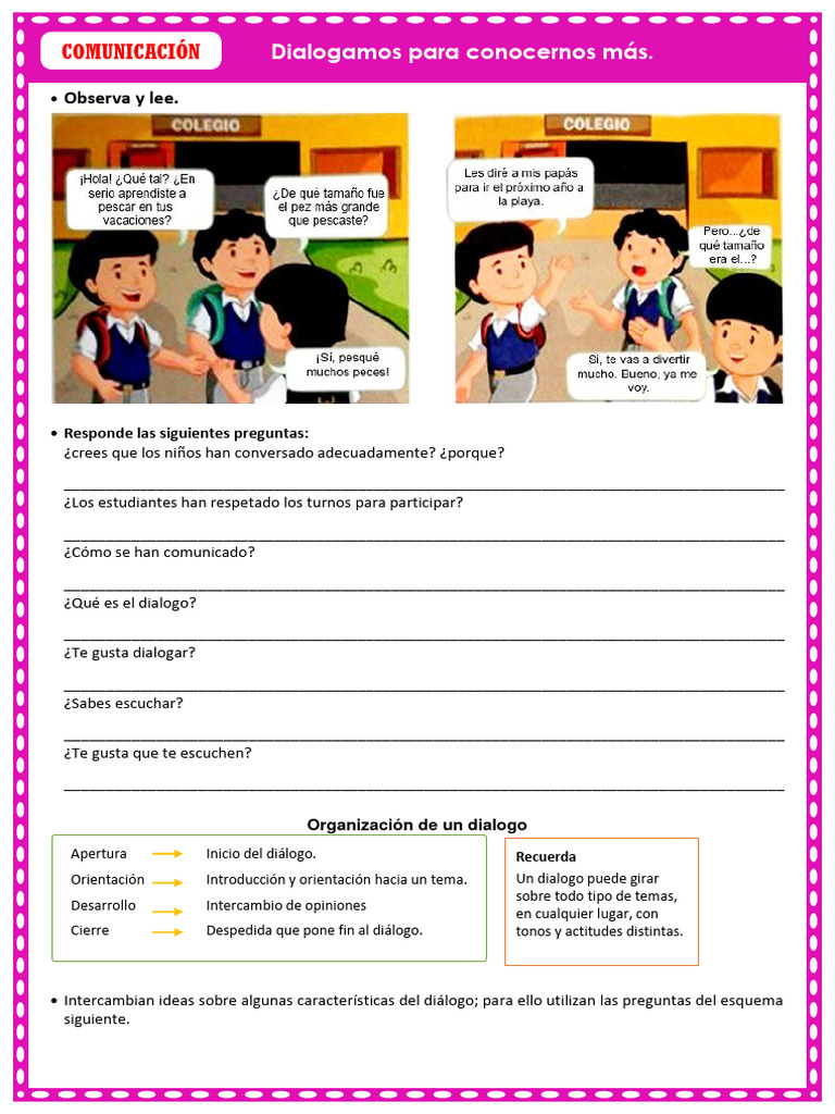 D1 A1 FICHA COM. Leemos Textos Descriptivos | PDF | Cuentos ...