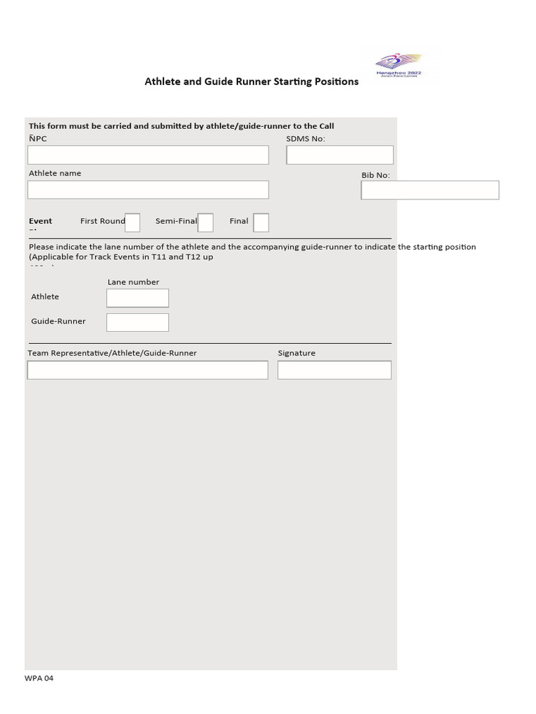 Athlete and Guide Runner Start Positions | PDF