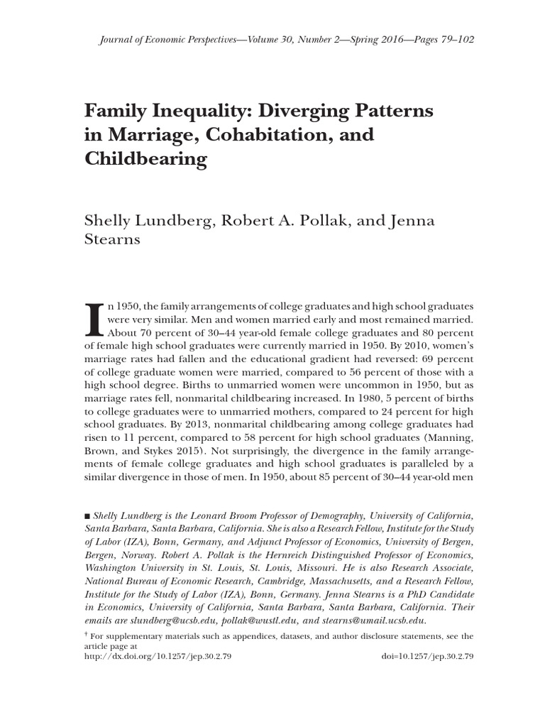 Family Inequality and Marriage Trends | PDF | Cohabitation | Marriage