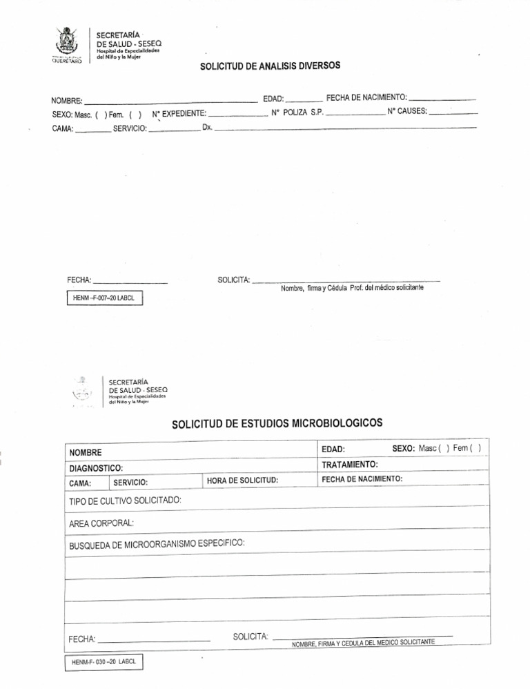 Solicitud de Laboratorio | PDF