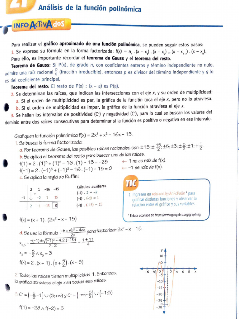 Analisis de La Funcion Polinomica | Descargar gratis PDF | Número racional | Función (Matemáticas)