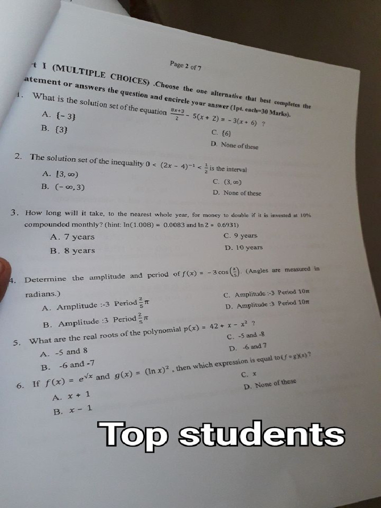 Math Final Exams A+ Tutorial-2 | PDF