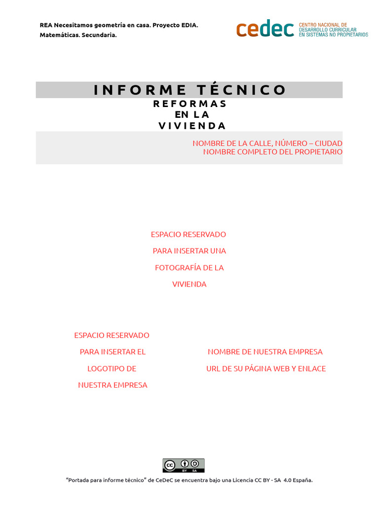 Cedec Plantilla Portada Informe Tecnico Necesitamos Geometria | PDF