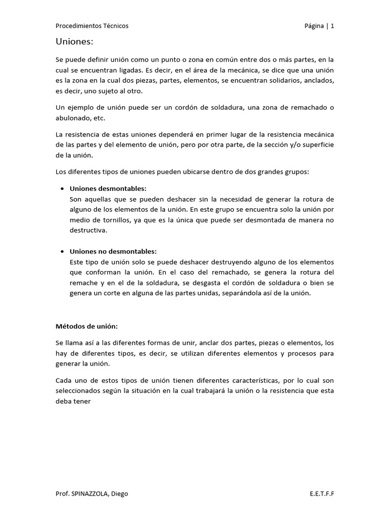 Uniones | PDF
