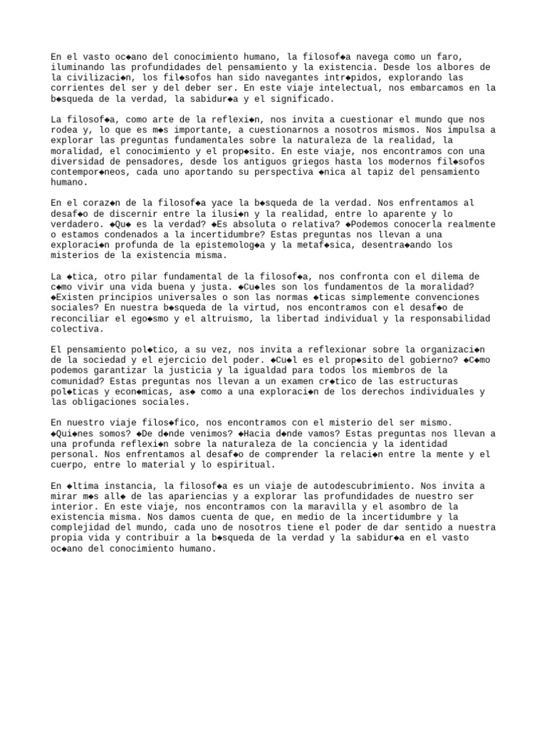 El Viaje Del Pensamiento Reflexiones Sobre La Filosofía y La Existencia | PDF | Verdad ...