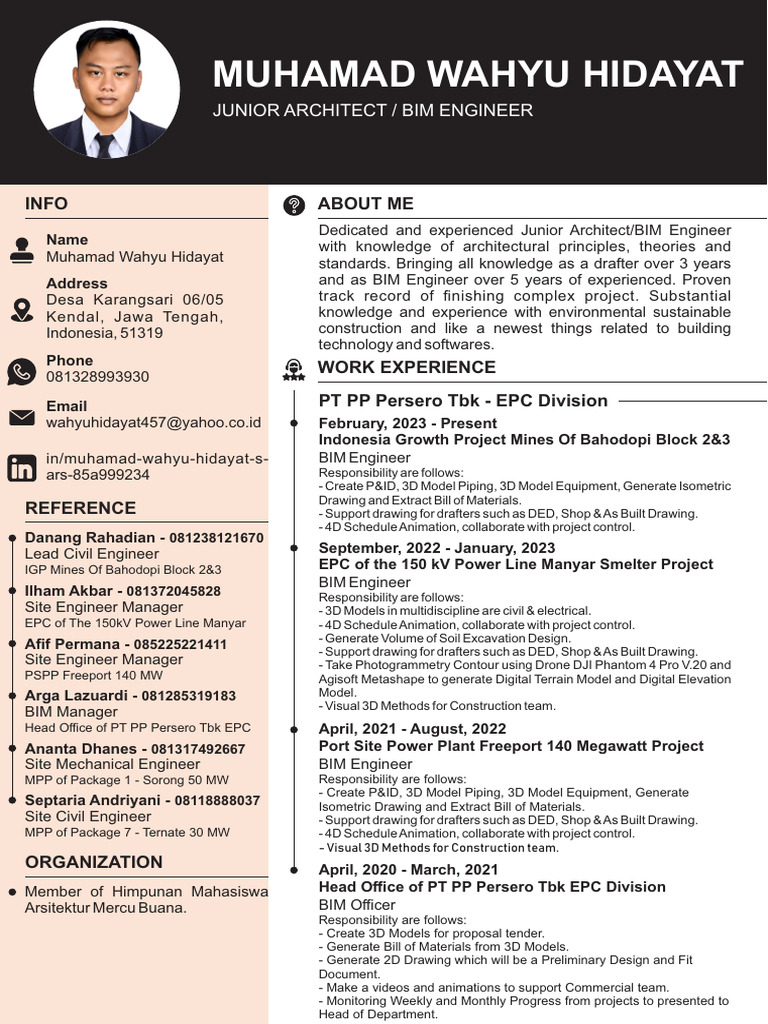 CV - MUHAMAD WAHYU HIDAYAT - Updated | PDF | Building Information Modeling | 3 D Computer Graphics