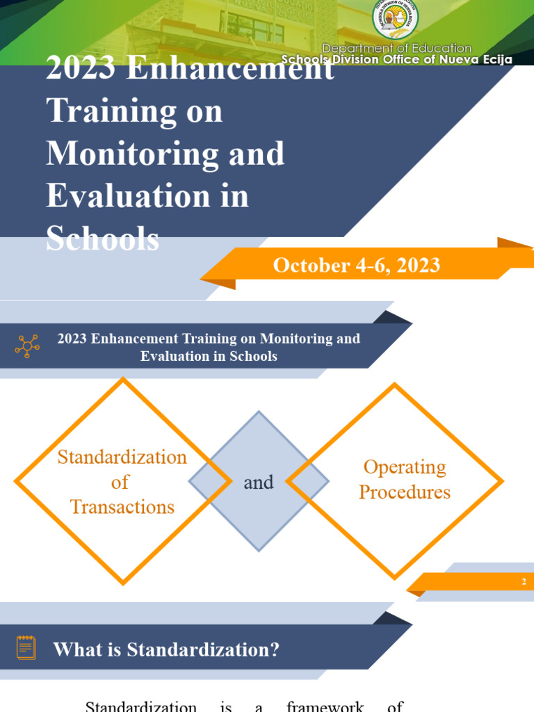 2023 Enhancement Training on Monitoring and Evaluation in Schools | PDF | Standardization ...