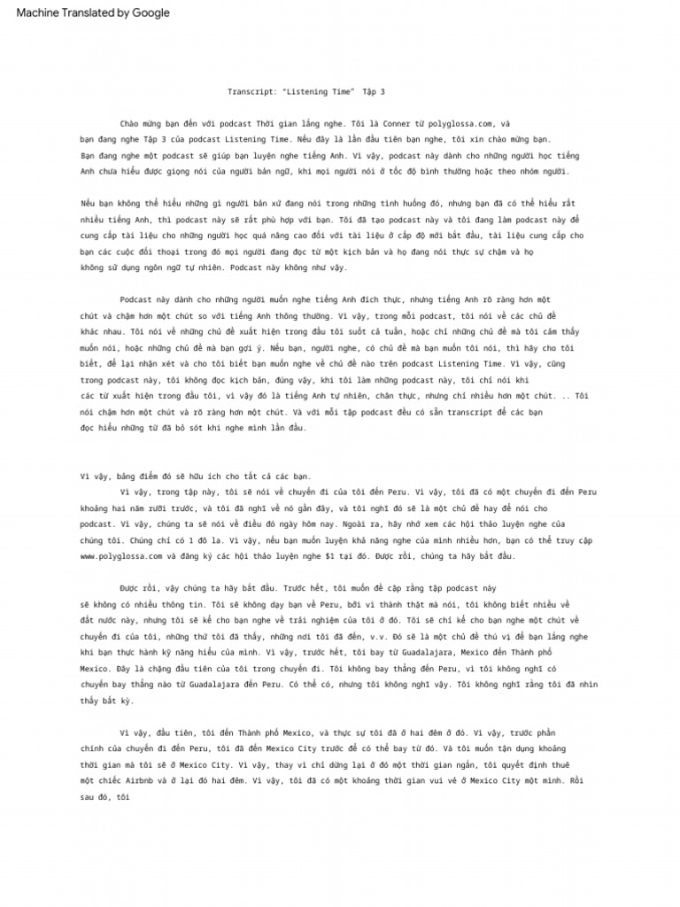 Episode 3 Transcript - Listening Time | PDF