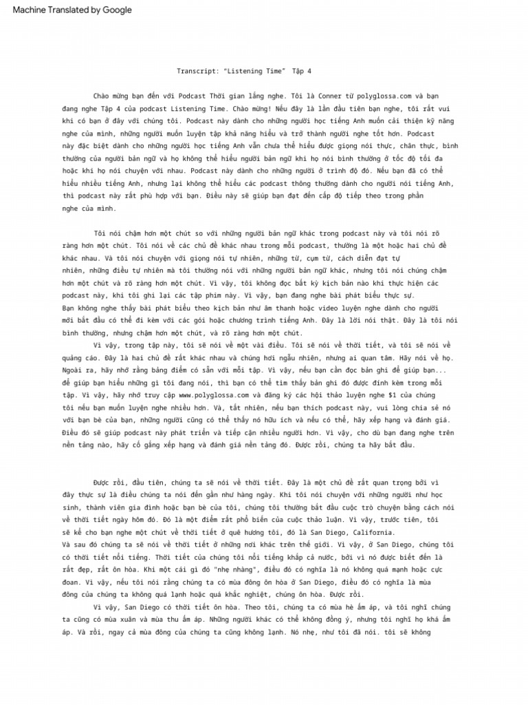 Episode 4 Transcript - Listening Time | PDF