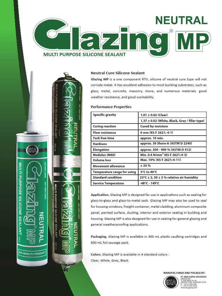 Glazing MP 300ml | Download Free PDF | Silicone | Building Materials