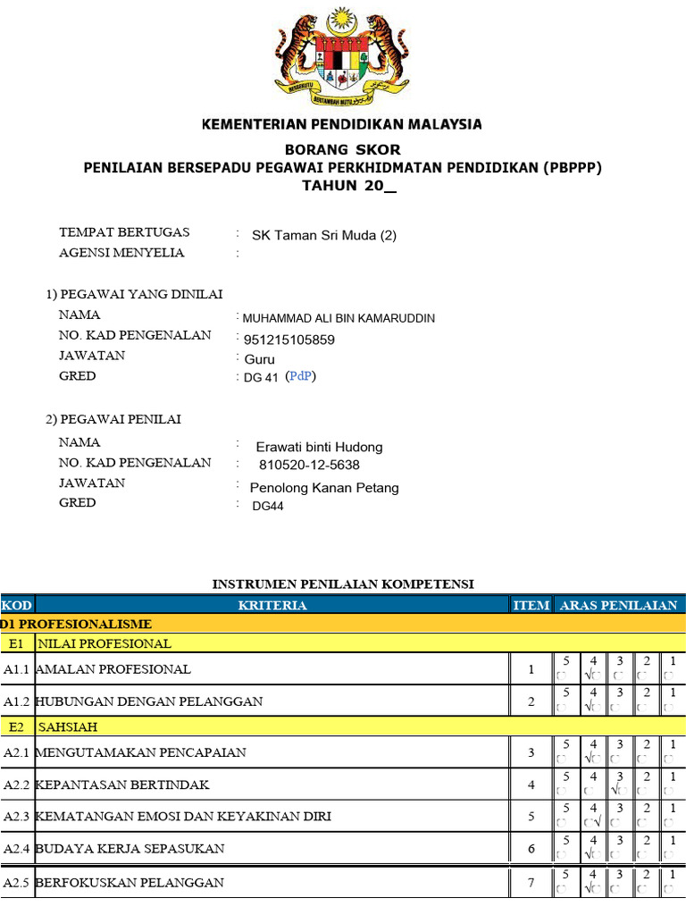 Borang Instrumen | PDF