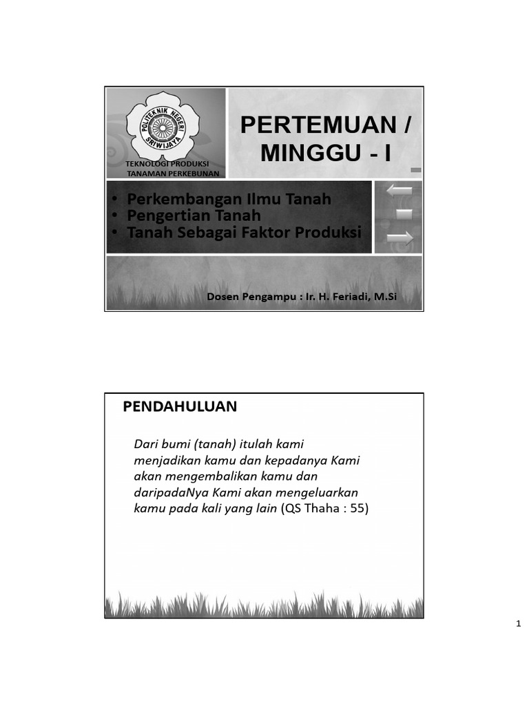 Pertemuan 1 - Peranan Ilmu Tanah | PDF